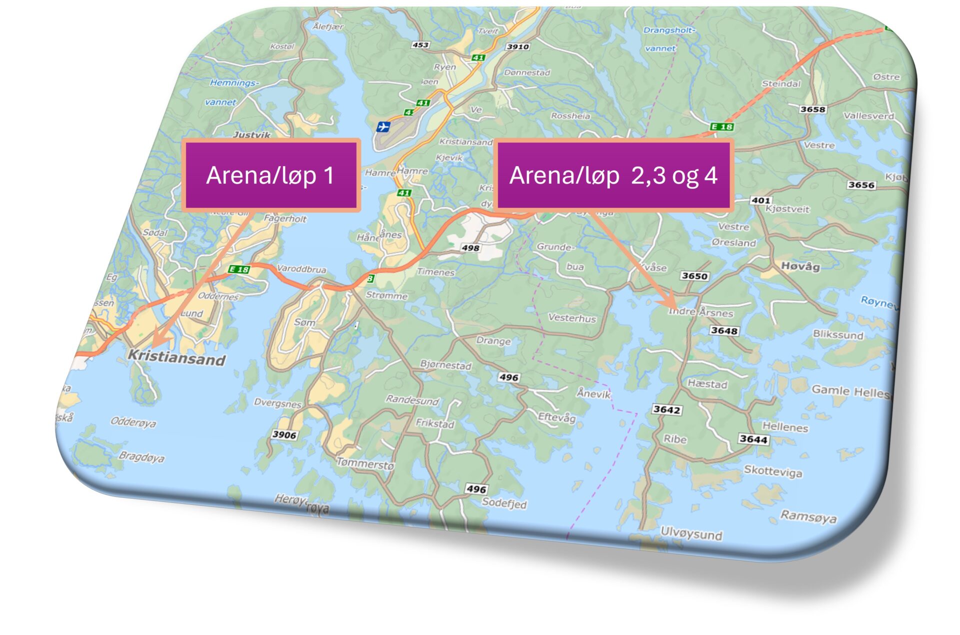 Oversiktskart – Sørlandsgaloppen